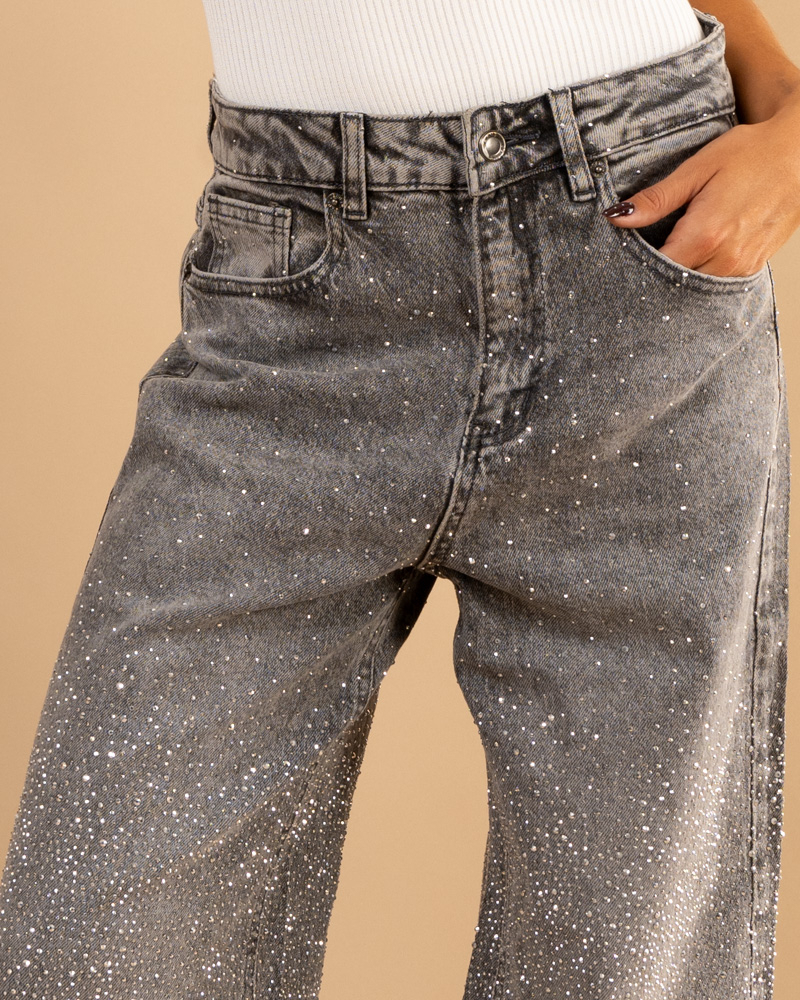 Jean revers strass